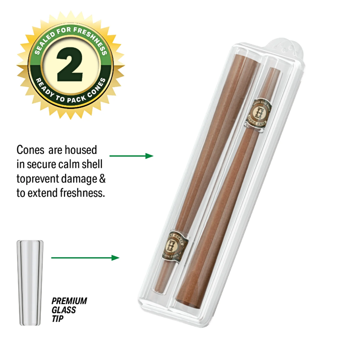 Hemper Pre-Rolled King Size Hemp Cones | 2PK – Glass Tipped & Slow ...